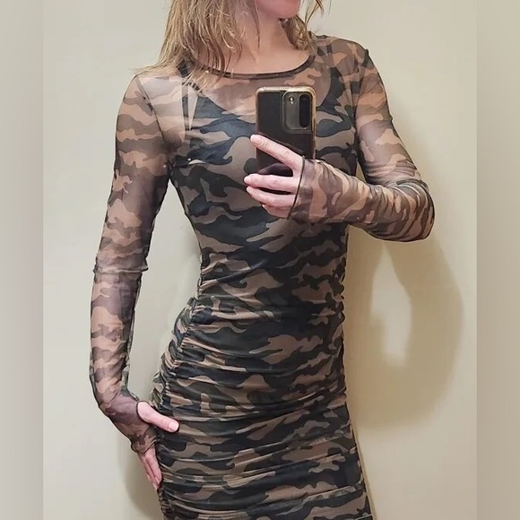 Dresses | Camouflage Dress Sheer Transparent Sexy Summer Mini Dress ...